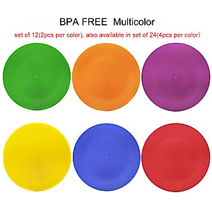 KX-WARE Plastic Plates Set of 12 - Unbreakable and Reusable 9.875 inches Dinner Plates, Multicolor | Dishwasher Safe, BPA Free