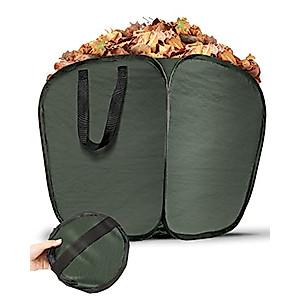 Foxelli Collapsible Trash Can - 46 Gallon Pop Up Trash Can for Camping, Yard, Garden, Lawn & Leaf Waste Bag, Foldable Camping Recycle Bin