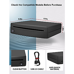 External USB CD Player for Car, Homlab Portable Plugs in CD Player with Extra USB Cable, for Car Without CD Player, Laptop, TV, Mac, Computer, for Android 4.4 and Above Navigation, Black