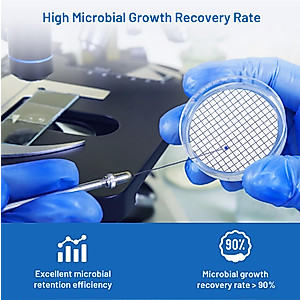 Locofiltr MCE Membrane Filter, Sterile, 47mm, 0.45µm, Hydrophilic, Individually Wrapped, Black Grid, Pack of 100, Mixed Cellulose Esters Membrane Filters Paper Disc Filters