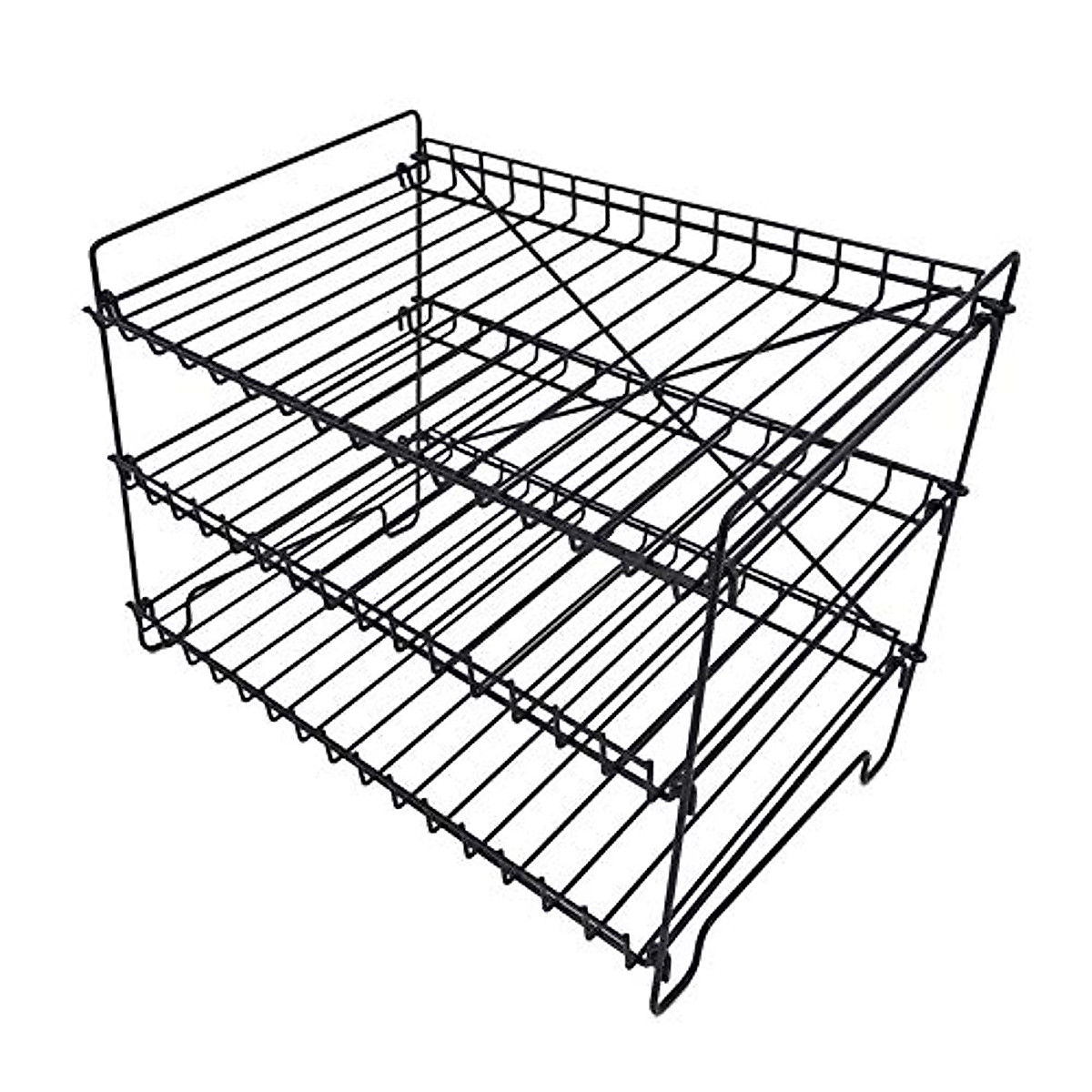 FixtureDisplays 16" x 12.5" x 10" Wire Rack for Countertop Use with 3 Open Shelves, Black 10085-NEW