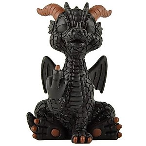 Baby Black Dragon Raising Middle Finger Funny Figurine - Home Décor Art Housewarming Gift, New Home Gift Ideas for Women Men Friends, New Apartment Gift Ideas Decor, Unique Housewarming Gifts