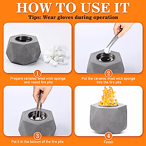 Pangda 48 Pcs 0.79 x 0.79 in Tabletop Fire Pit Ceramic Wool Wick Bioethanol Fuel Table Top Bowl to Extend Burning Time Firepit Sponge Ceramic Fiber Insulation Cotton Core for Rubbing Alcohol