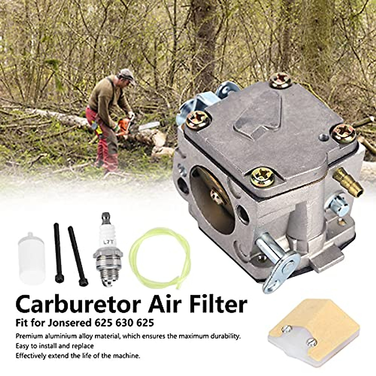 Carburetor Air Filter Spark Plugs Kit for Jonsereds 625 630 625 Chain Saw Garden Tools