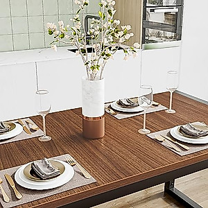 SHA CERLIN 3-Piece Dining Table Set with 2 Benches, Rustic Kitchen Table Set for 4-6, Space-Saving Dinette, Sturdy Structure, Easy Assemble, Walnut/Black