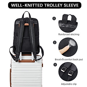 BOSTANTEN 20 inch Carry On Luggage Airline Approved ＆ Genuine Leather 15.6 inch Laptop Backpack Casual Backpack Travel Bag