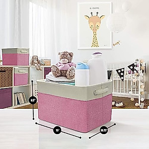 Sorbus Fabric Storage Cubes 15 Inch - Big Sturdy Collapsible Storage Bins with Dual Handles - Foldable Baskets for Organizing -Decorative Storage Baskets for Shelves | Home & Office Use -3 Pack| Pink