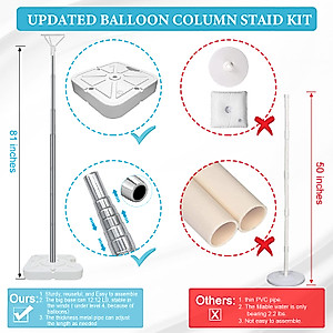SOFTTIME Balloon Column Stand Kit Set of 2, Heavy Duty Balloon Stand Kit for Floor with Metal Balloon Poles, Balloon Tower Stand Kit with Base for Party Decoration (Balloon Tower Stand Kit with Base)