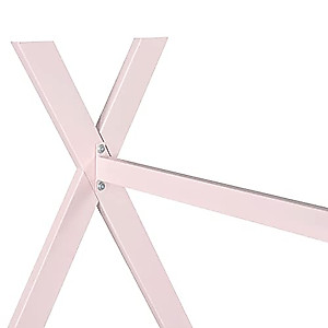 TARTOP Full Size House Bed Metal Tent Bed Frame, Floor Play House Bed Frame with Slat, Platform Bed for Kids Girls Boys, Teens No Box Spring Needed,Pink