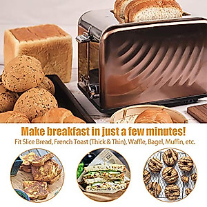 Cotomier Toaster 2 Slice, Rose Gold Stainless Steel Retro Toaster with Defrost Bagel Cancel Function & 6 Shade Settings