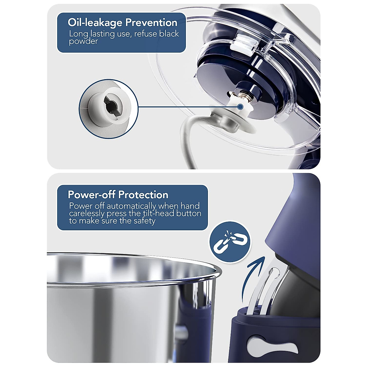 Stand Mixer, Petalirs 6 QT 660W 6-Speed Tilt-Head Food Mixer, Kitchen Electric Mixer with Dough Hook, Wire Whip & Beater