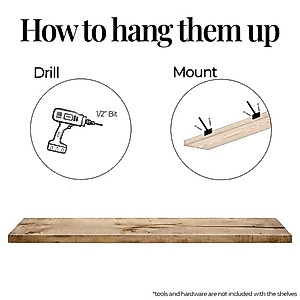 Olde Wood Limited Reclaimed Wood Floating Shelf | for Living Room, Bedroom, Kitchen & Bathroom | Simple Wall Mount Shelving for Rustic Barnwood or Modern Farmhouse Decor | (Approx. 2" x 4" x 18")