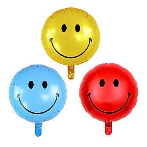 Floating Inflatable Balloons - Blue Happy Face (17x19 Inches) for Party Birthday Decorations, Baby Shower, Celebration, Graduation Party