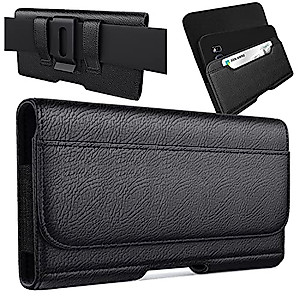 Meilib Large Holster for iPhone 14 Plus, 14 Pro Max, 13 Pro Max, 12 Pro Max, 11 Pro Max, Xs Max, 8 Plus, 7 Plus Cell Phone Belt Holder Case with Belt Clip Pouch Cover (Fits Phone with Case on) Black