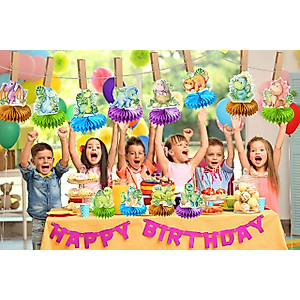 12PCS Dinosaur Baby Shower Honeycomb Centerpieces Dinosaur Birthday Decoration Dinosaur Party Table Decoration for Kids Dinosaur Theme Baby Shower Table Centerpieces