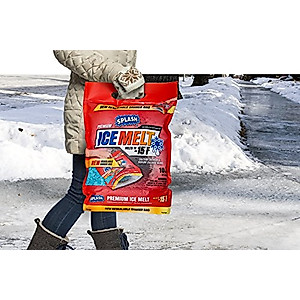 SPLASH Premium ice melt resealable Shaker Bag, melts to -15F, 10lb, snow & ice salt, concrete safe, good for driveways, sidewalks, etc.