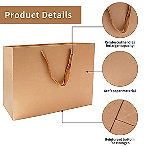 HIQQUGU Brown Gift Bags - 13.8"x5.1"x10.2" Kraft Paper Gift Wrap Bags12Pcs,Medium Party Bags Shopping Bags Merchandise Bags,Solid Color Wrap Bags.