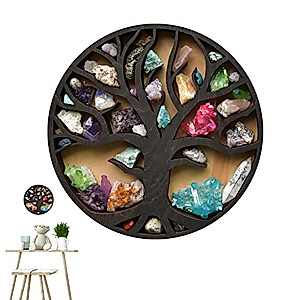 Crystal Stone Display Rack,Crystal Display Shelf Wall Placement Racks for Home | Engraved Tree Holder Shelf for Essential Oils, Statues, Stones Generic