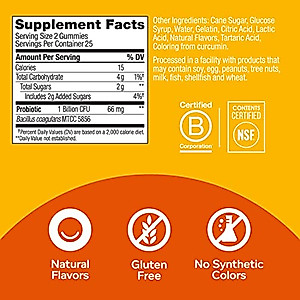 OLLY Probiotic Gummy, Immune and Digestive Support, 1 Billion CFUs, Chewable Probiotic Supplement, Mango, 25 Day Supply - 50 Count