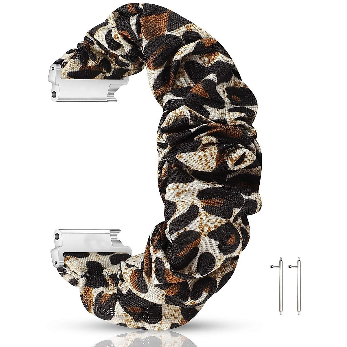 Compatible for Movado 2.0 Smartwatch Band, Blueshaw Fabric Elastic Scrunchie Elastic Watch Band Women Cute Replacement Straps for Movado Connect 2.0 Smartwatch 40mm / 42mm (Leopard Print, 42mm case)