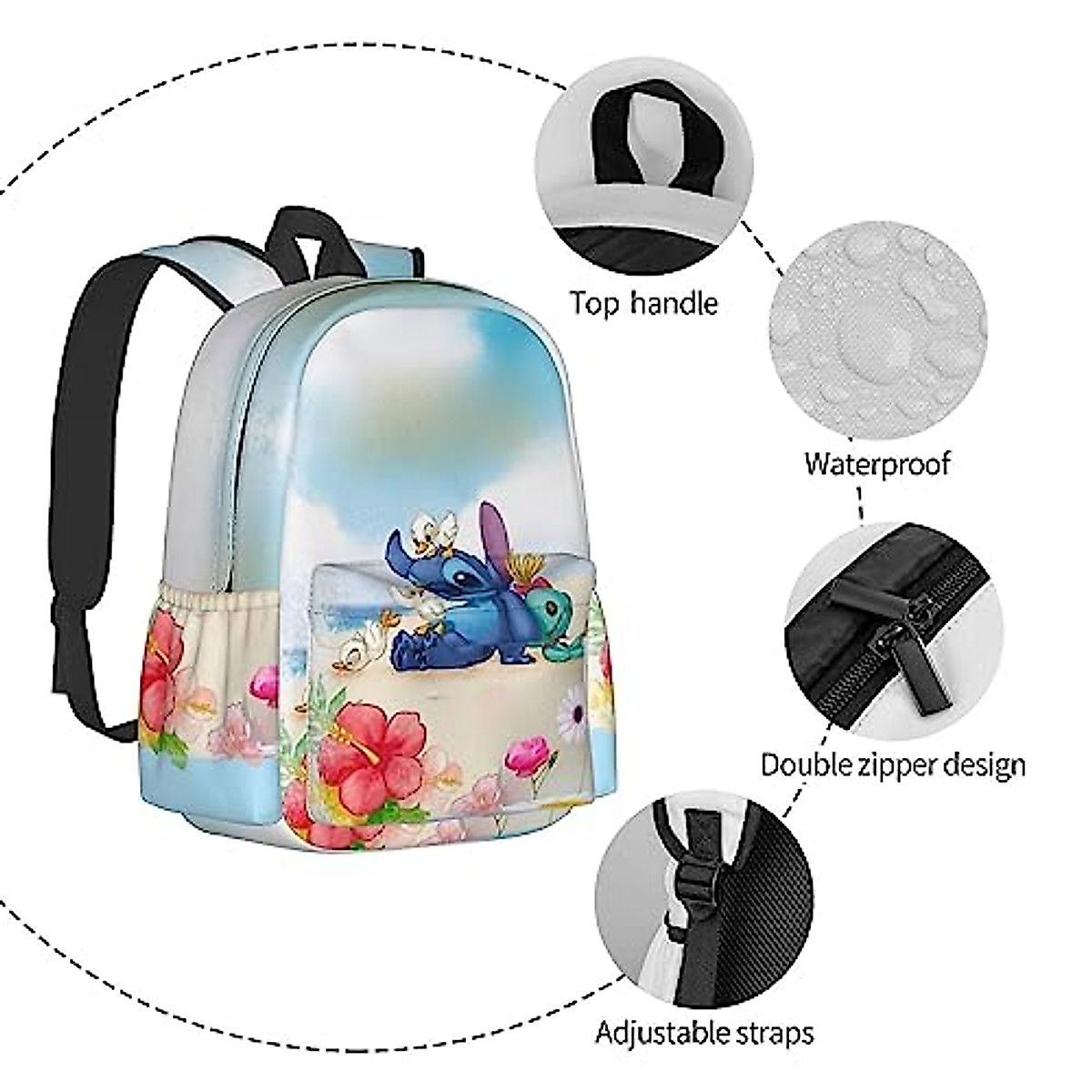 ISUNIET Travel Backpack, Notebook Laptop Bags For Men Women Weekend Outings Trip Book Bag Travel Hiking Camping Work Cartoon Cute Black 39