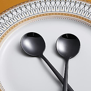 Black Coffee Spoons Set of 6, Kyraton Stainless Steel 5.1" Titainium Plating Demitasse Spoons, Tiny Espresso Spoons, Small Mini Coffee Spoons, Dishwasher Safe