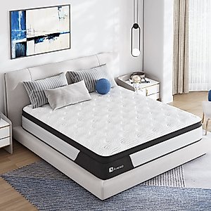 Avenco King Mattress 12 Inch, King Hybrid Mattress Medium Firm, King Mattress in a Box with Pocketed Springs CertiPUR-US Foam Mattress, Supportive&Pressure Relief, Breathable Fabric
