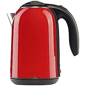Stainless Steel Electric Water Kettle, 1.7L Cordless Tea with Auto Shut-Off Boil-Dry Protection, Double Wall Anti Hot Water Boiler, No Plastic Touch Water, 1800W / Red