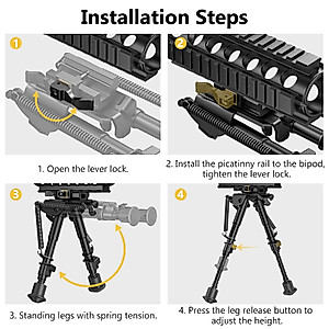 CVLIFE Rifle Bipod, 6-9 Inches Picatinny Bipod w/Quick Release Adapter