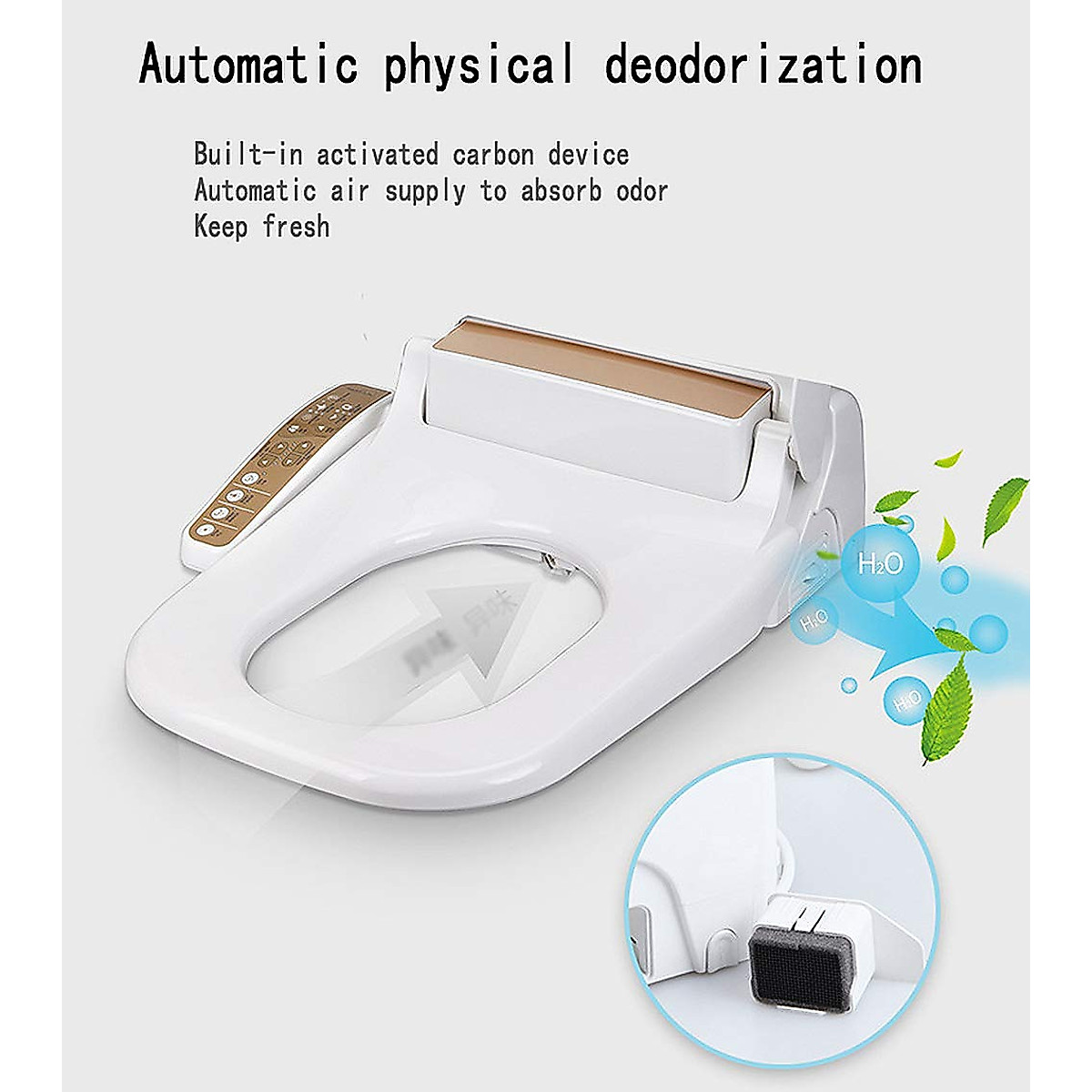 Square Smart Toilet Seat Drying and Deodorizing Toilet Bidet Seat, Suitable for Square White Seat, Warm Air Drying, Stainless Steel Nozzle