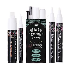 Mr. Pen- White Chalk Markers, 4 pcs, Assorted Size, Chalk Marker, Chalk Pen, Liquid Chalk Marker, Chalk Markers White, White Chalk Pen, Chalkboard Marker, White Chalkboard Marker, Chalkboard Pen