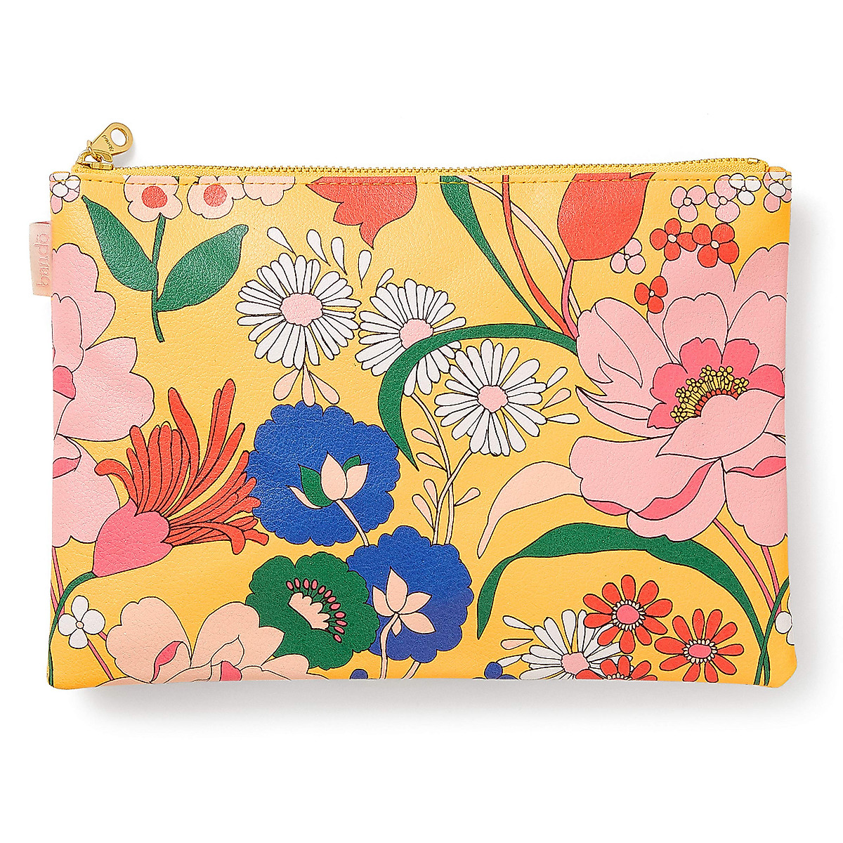 ban.do Yellow Floral Get It Together Leatherette Wristlet Pouch, 10" x 7", Superbloom