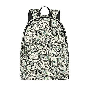 FeHuew 16 inch backpack US Dollar Money Laptop Backpack Full Print School Bookbag Shoulder Bag for Travel Daypack