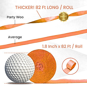 PartyWoo Crepe Paper Streamers 4 Rolls 328ft, Pack of Deep Orange Crepe Paper for Party Decorations, Wedding Decorations, Birthday Decorations, Baby Shower Decorations (1.8 Inch x 82 Ft/Roll)