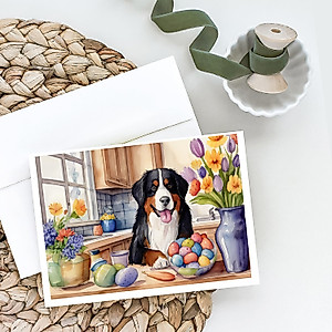 Caroline's Treasures DAC6762GCA7P Decorating Easter Bernese Mountain Dog Greeting Cards Pack of 8 Blank Cards with Envelopes Whimsical A7 Size 5x7 Blank Note Cards
