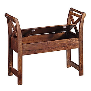 Signature Design by Ashley Storage Accent Bench-Casual-Warm Finish, 13.2"D x 35.1"W x 28.5"H, Abbonto - Brown