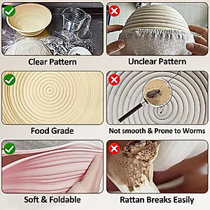 YCQQPRO Silicone Banneton Bread Proofing Basket for Sourdough, 9" & 10" Sourdough Bread Baking Supplies, Sourdough Starter Kit, Bread Making Supplies Tools, Bread Baskets Set (Round & Oval)