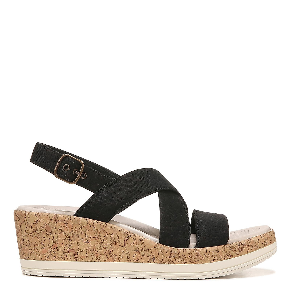 BZees Womens Radiant Cork Strappy Wedge Sandal, Black, 8 US