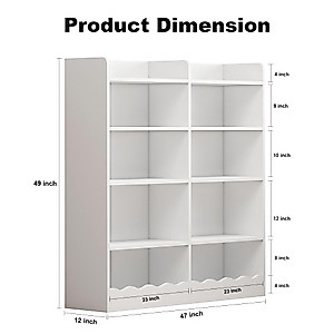 XINRONG Kids Bookshelf and Toy Storage - Classroom Toy Storage Organizer with 10 Cube, Kids Bookshelf Bookcase for Living Room, Classroom, Playroom, Reading Nook, Nursery, White