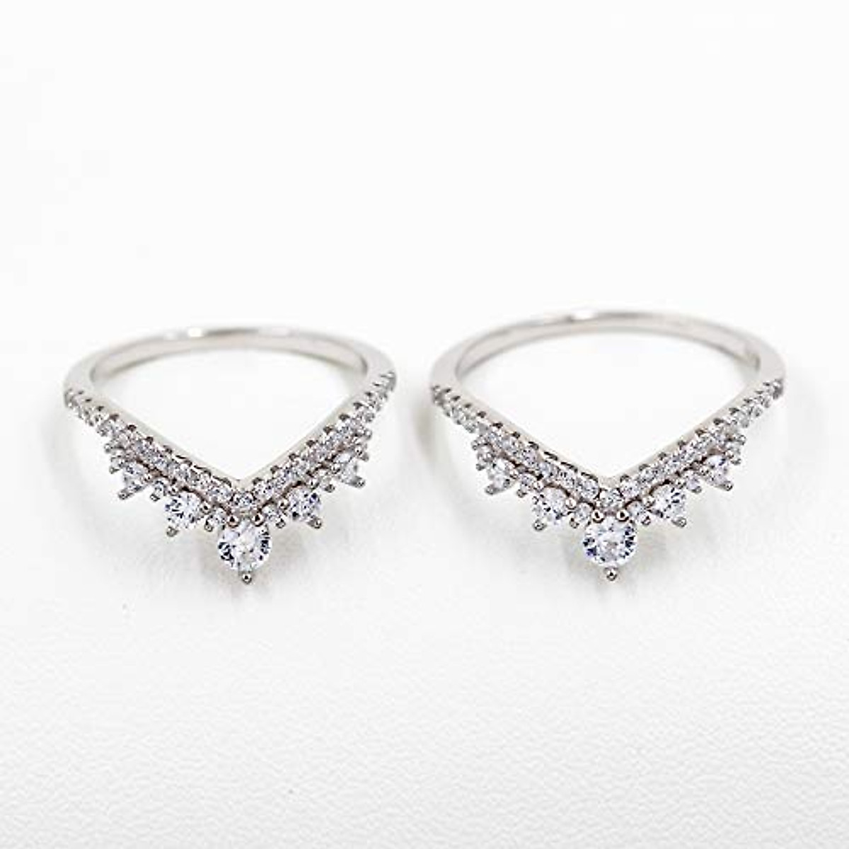 Women's Brilliant Cut Round CZ Band Guard Enhancers Engagement Stacking Wedding Ring Set 925 Sterling Silver (size 6)