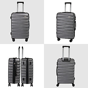 Aklsvion Luggage Sets 3 Piece(20/24/28)-Suitcase Set- Luggage with Wheels-PC + ABS Durable Lightweight Rotating hardshell suitcase 5PCS (Metallic Grey)…