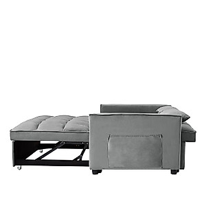 ERYE Modern 2 Seaters Loveseat Sofa&Couch W/Pull Out Sleeper Couch Bed and Adjustable Backrest Convertible Sofabed Bring Side Storage Pockets for Home Apartment Office Living Room Furniture Sets