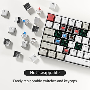 Newmen GM1000 Wireless Gaming Keyboard,Wired/Bluetooth/2.4G Anti-Ghosting RGB Backlit Led Computer 100 Keys Mechanical Hot Swappable Keyboard for Windows PC Mac Gamers(Blue)