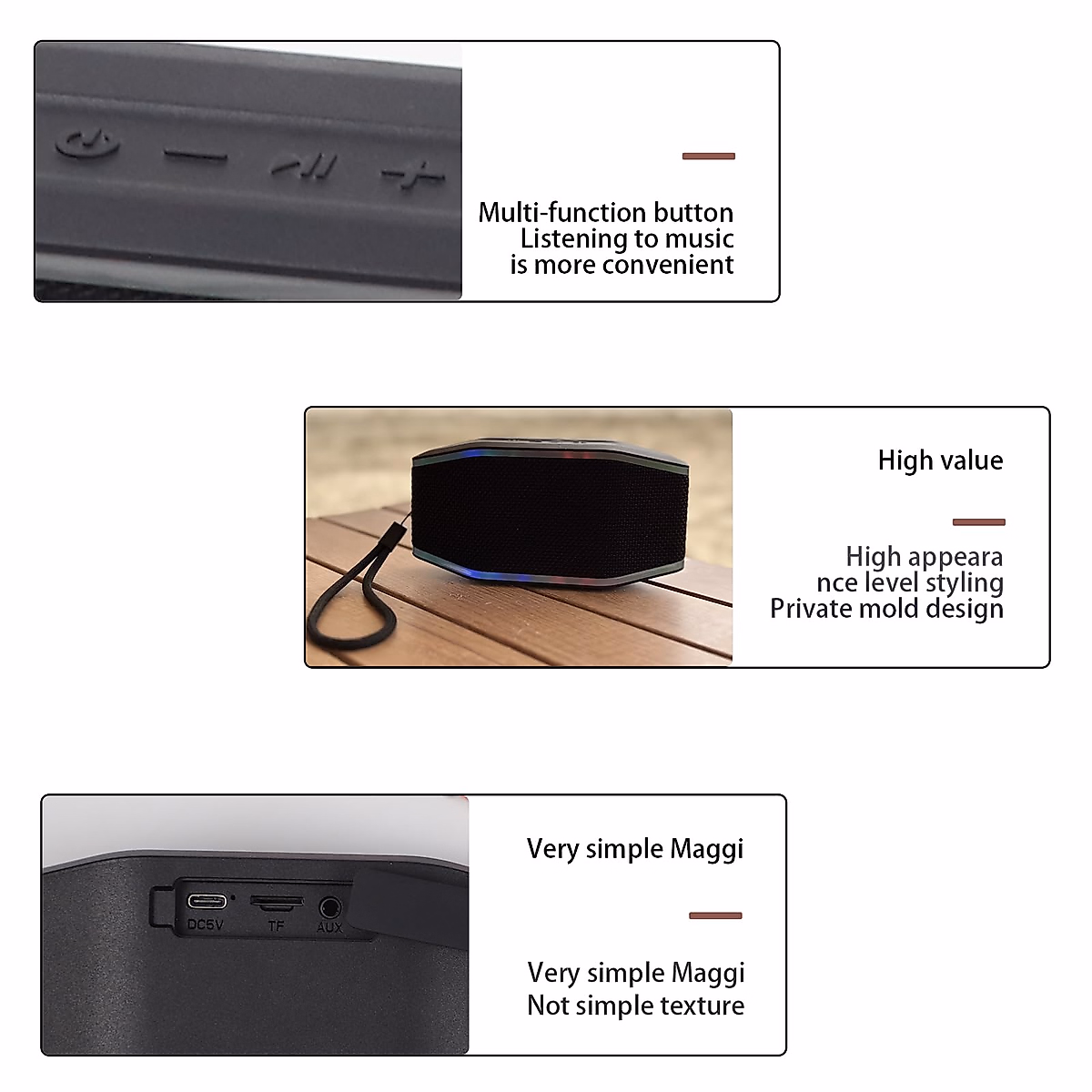 Bluetooth Speaker, Portable Bluetooth Speakers, IPX7 Waterproof Wireless Speaker with Colorful Flashing Lights, Stereo Sound, Deep Bass, TWS Dual Pairing, Built-in Mic, for Home, Party, Outdoor, Beach