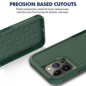 Jeylly [3 in 1 for iPhone 13 Pro Max Case, Heavy Duty Hybrid Hard PC Soft TPU Silicone Defender Bumper Slim Fit Durable Phone Case for iPhone 13 Pro Max, Green