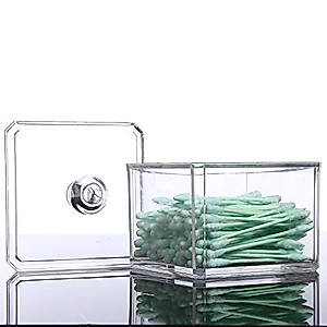 Square Stackable Organizer Acrylic Cotton Ball Holder Q-tip Holder Bathroom Swab Pad Dispenser