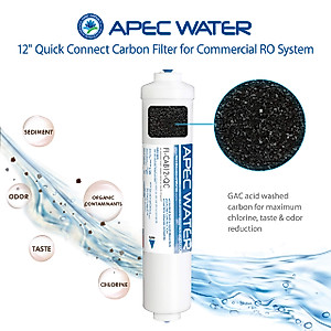 APEC Water Systems FI-CAB12-QC Commercial-Grade US Made Inline Carbon Post-Filter 12" 3/8" Output