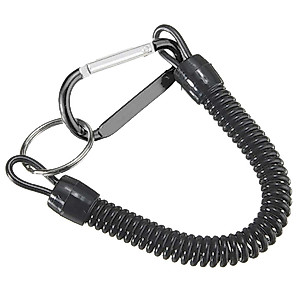 Nekoki Coil Springs Keychain Cellphone Snap Hook Holder Retractable Coil Cord Key Chain Holder with Carabiner Keychain,Father's Day Gift,Pack of 2 Black
