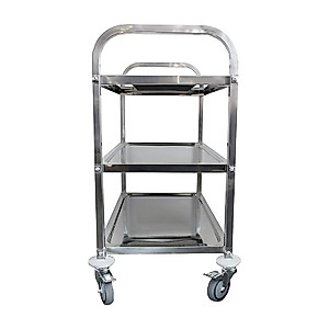 AmGood Stainless Steel Dining Cart - 3 Shelf Heavy Duty Utility Cart on Wheels (Medium - 34" Legth x 18" Width)