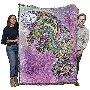 Pure Country Weavers Manatee Blanket - Animal Spirits Totem by Sue Coccia - Gift Tapestry Throw Woven from Cotton - Made in The USA (72x54)